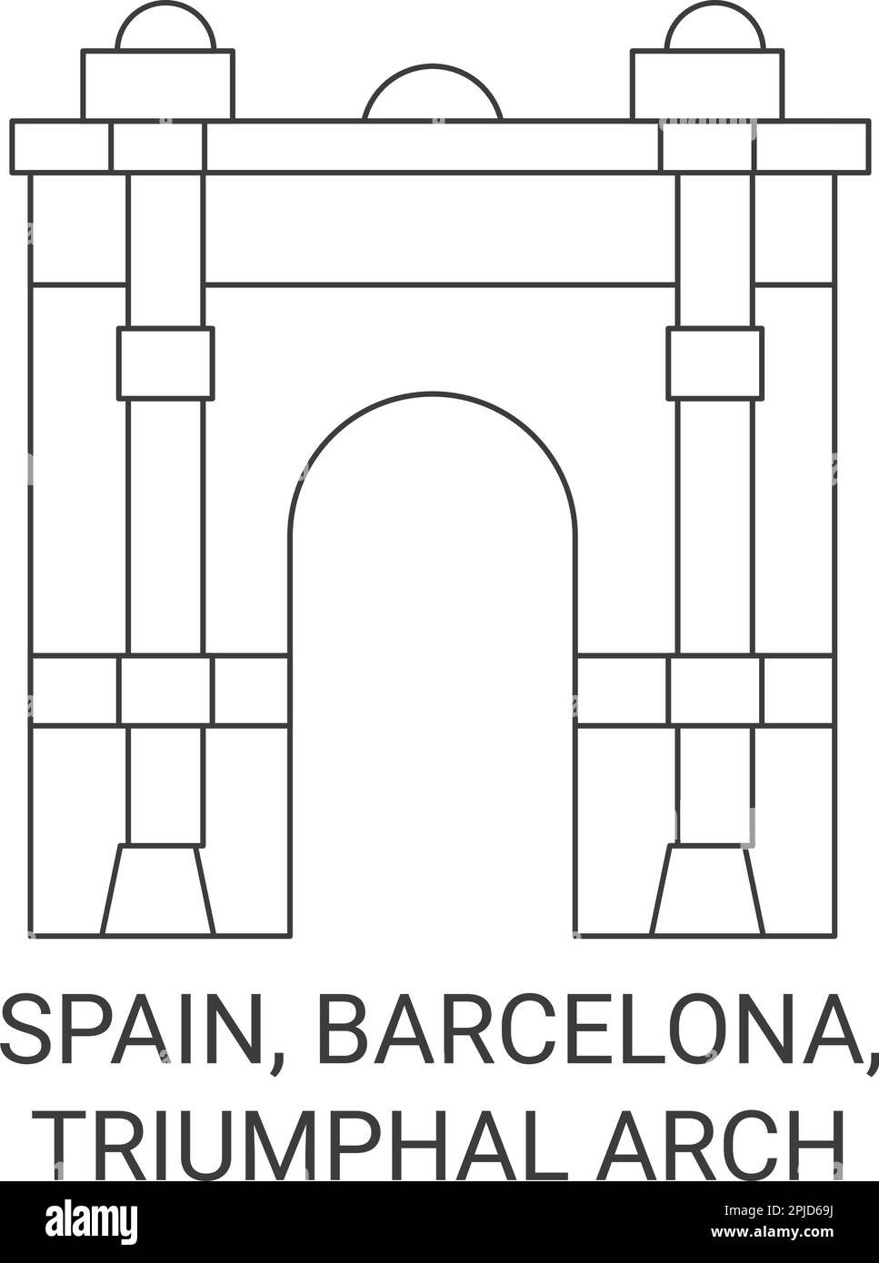Spain, Barcelona, Triumphal Arch travel landmark vector illustration ...