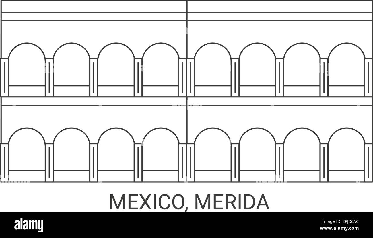 Mexico, Merida, travel landmark vector illustration Stock Vector Image ...