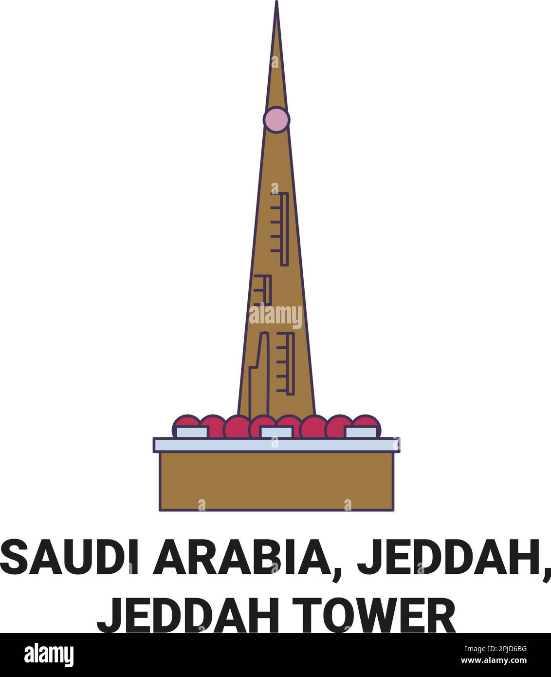Saudi Arabia, Jeddah, Jeddah Tower travel landmark vector illustration ... Saudi Arabia, Jeddah, Jeddah Tower travel landmark vector illustration ...