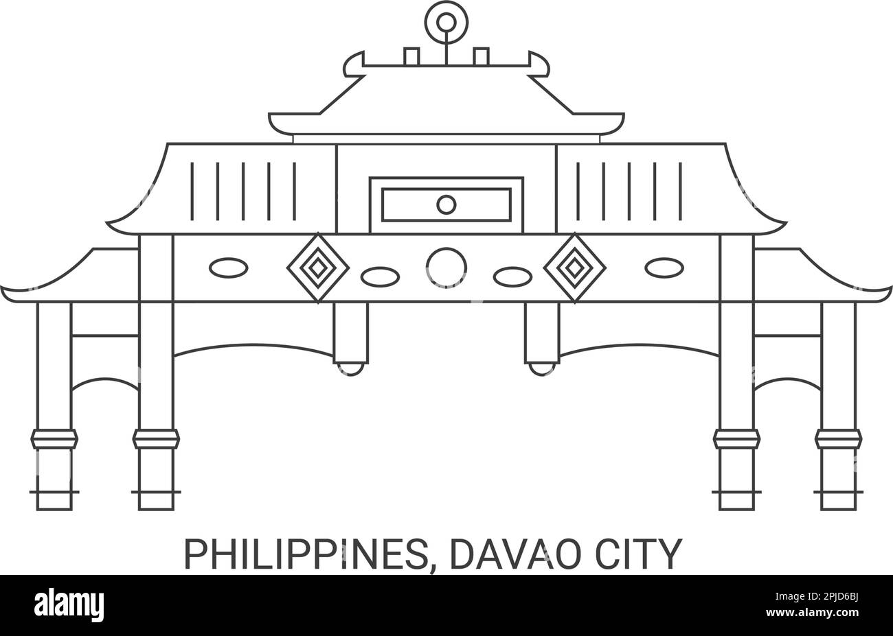 Philippines, Davao City travel landmark vector illustration Stock ...