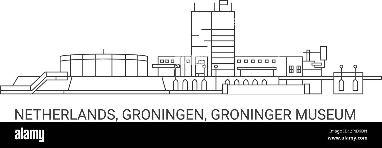 Netherlands, Groningen, Groninger Museum, travel landmark vector ...