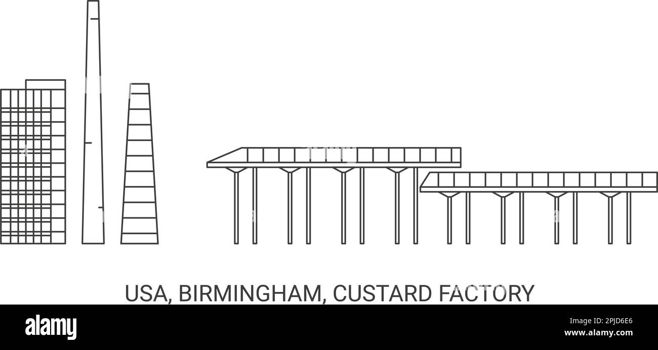 Usa, Birmingham, Custard Factory, travel landmark vector illustration ...