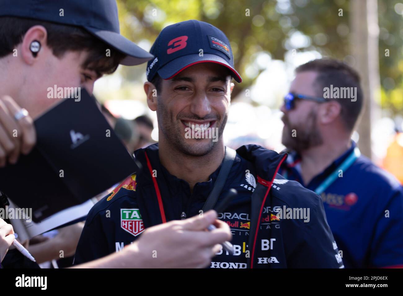 Melbourne, Australia, 2 April, 2023. Daniel Ricciardo signing ...