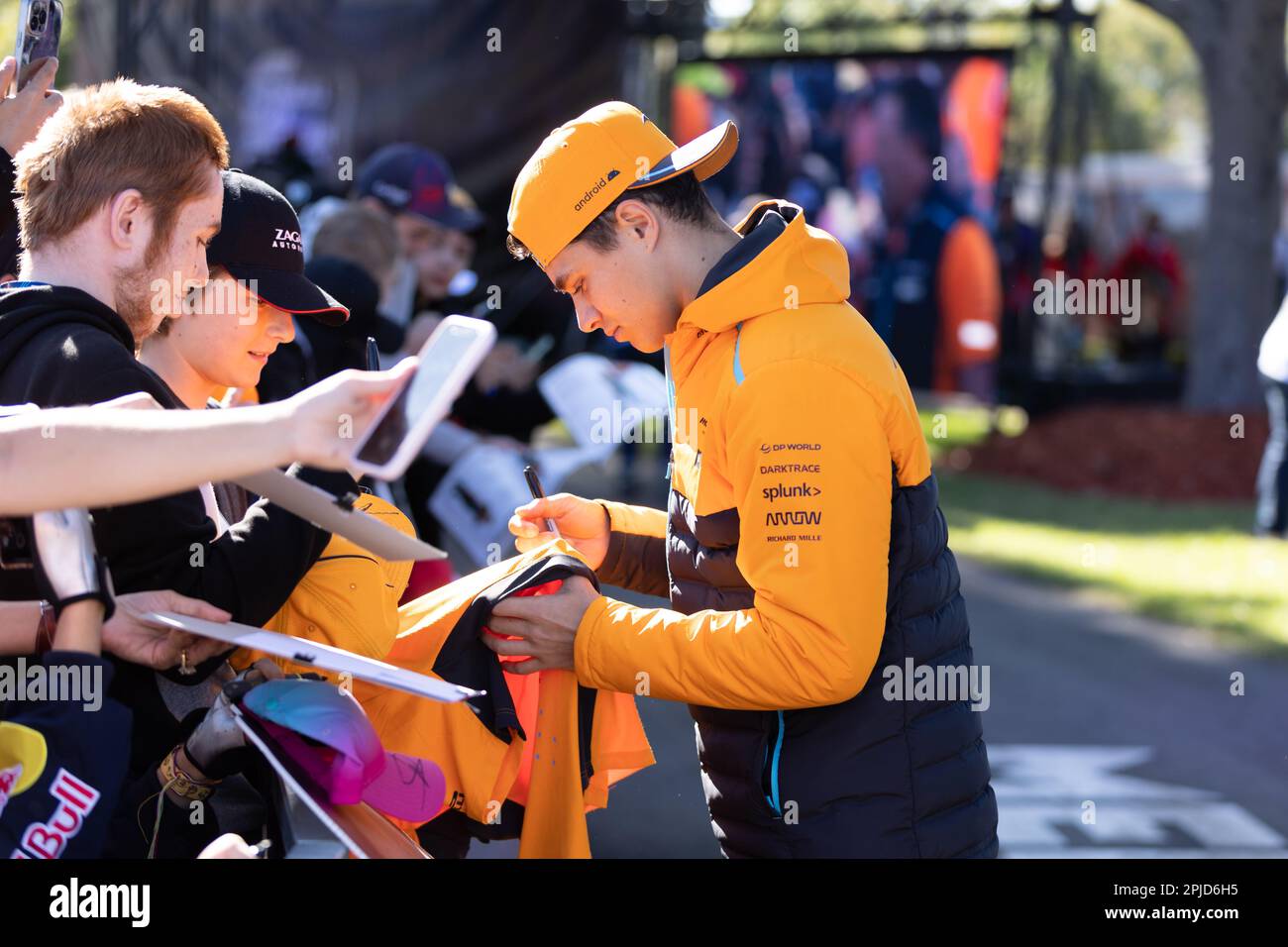 Melbourne, Australia, 2 April, 2023. Lando Norris signing autographs at ... Melbourne, Australia, 2 April, 2023. Lando Norris signing autographs at ...