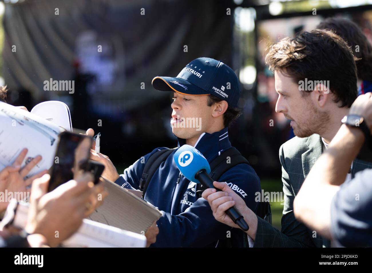 Melbourne, Australia, 2 April, 2023. Nick de Vries signing autographs ...