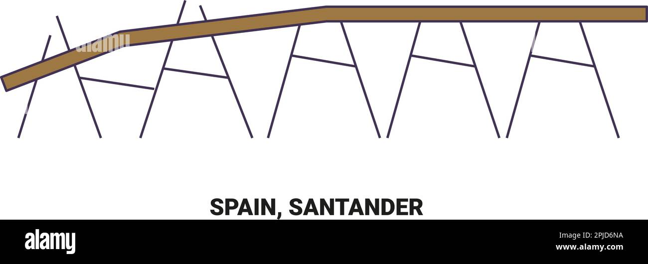 Spain, Santander, travel landmark vector illustration Stock Vector ...