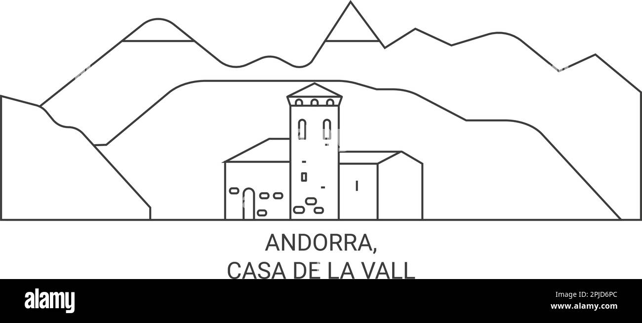 Andorra, Casa De La Vall travel landmark vector illustration Stock ...
