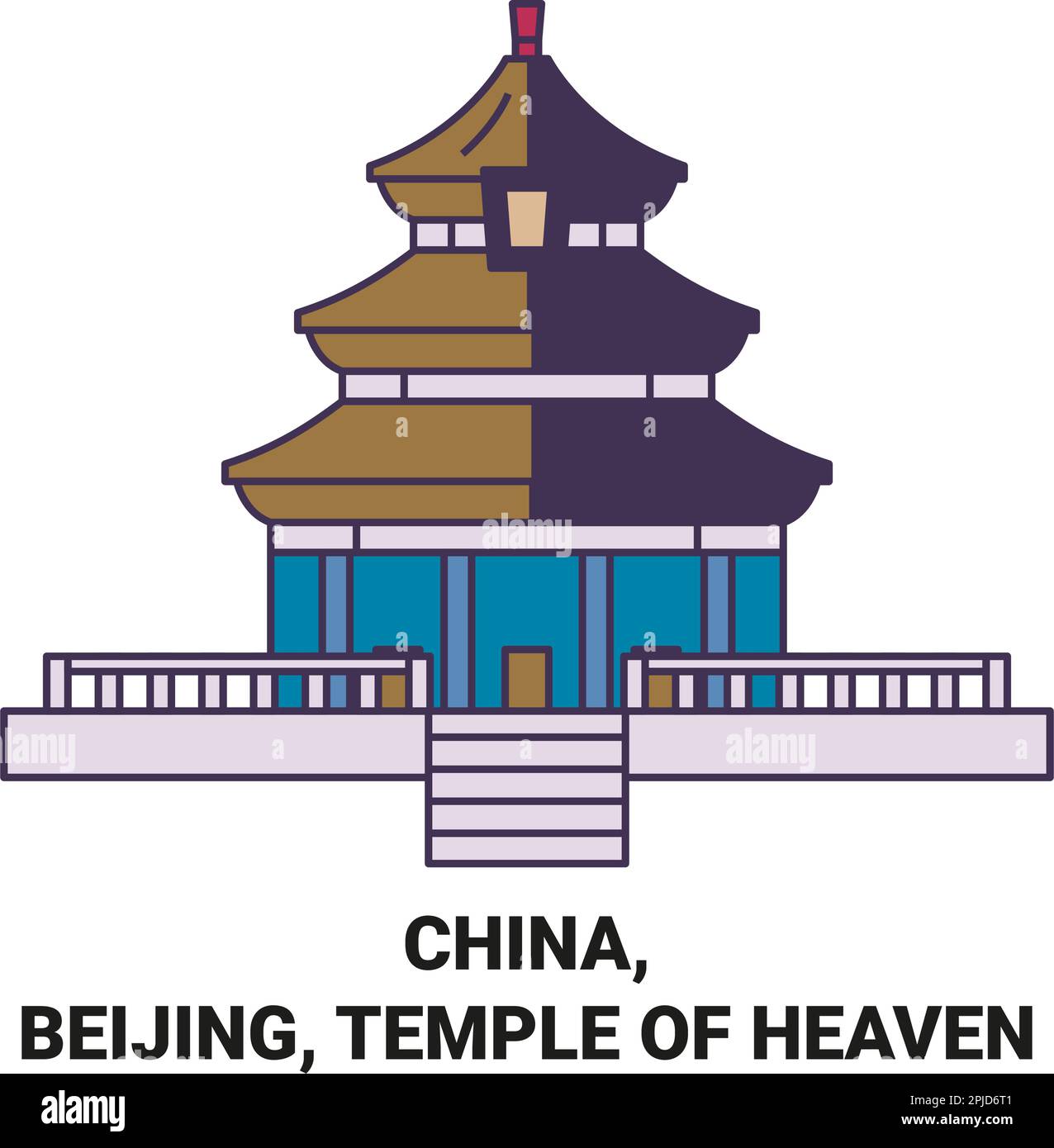 China, Beijing, Temple Of Heaven travel landmark vector illustration ...