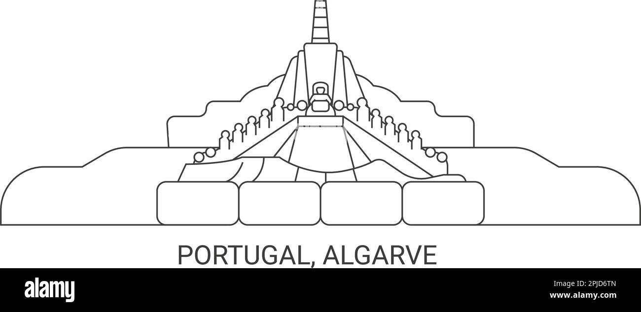 Portugal, Algarve travel landmark vector illustration Stock Vector ...