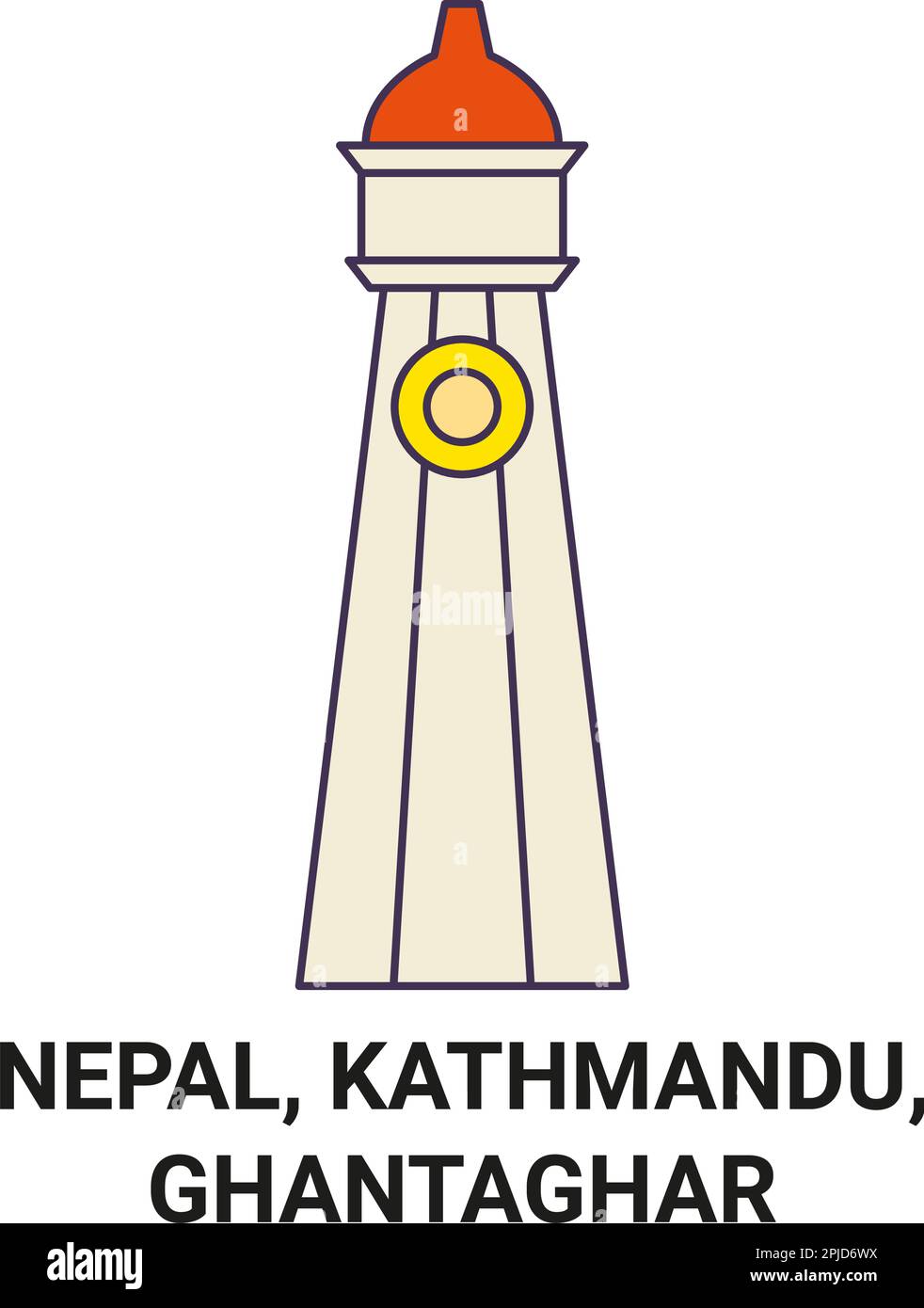Nepal, Kathmandu, Ghantaghar travel landmark vector illustration Stock ...