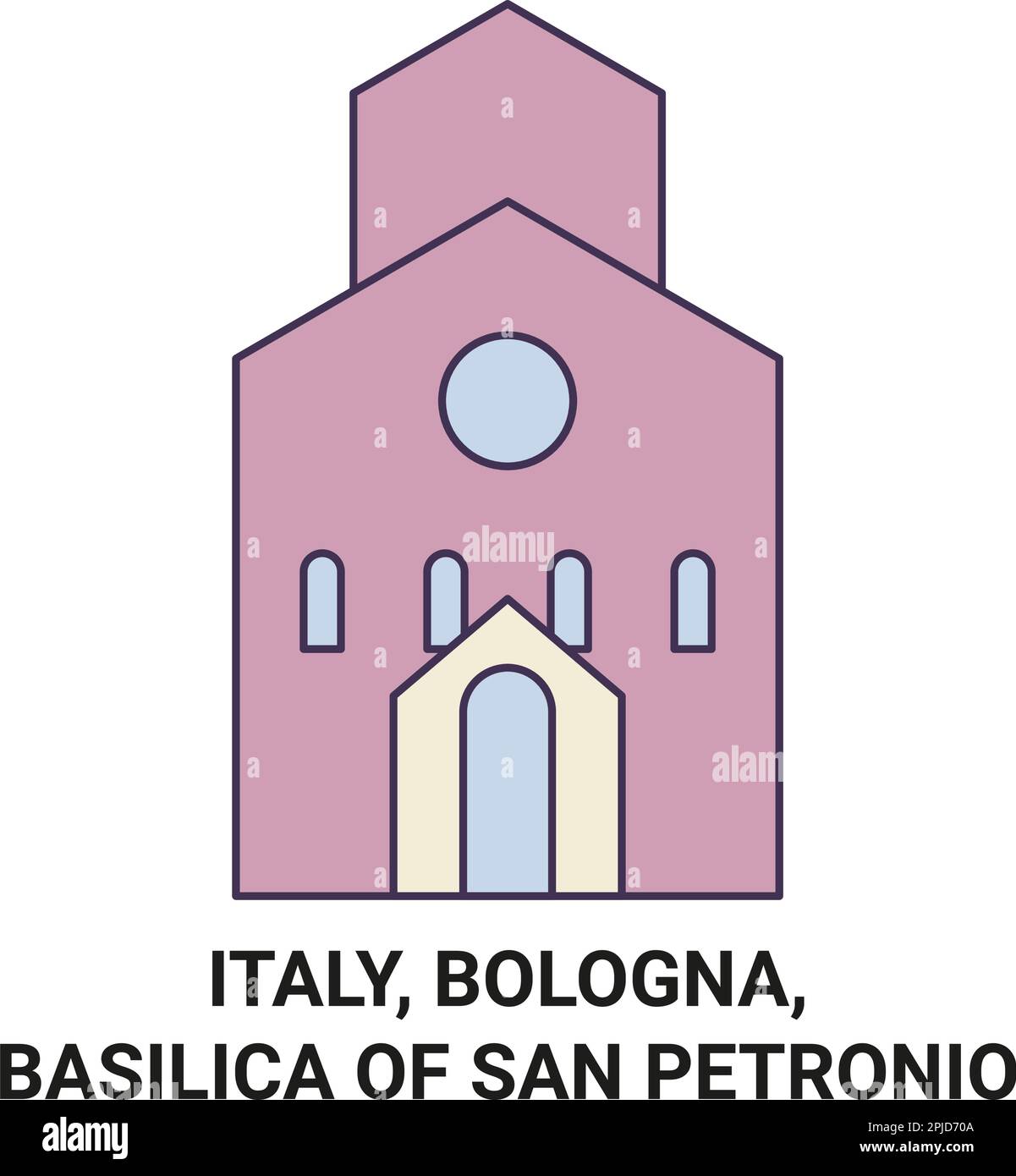 Italy, Bologna, Basilica Of San Petronio travel landmark vector ...