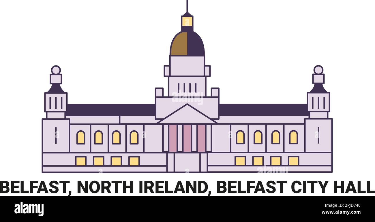 North Ireland, Belfast, Belfast City Hall, travel landmark vector ...