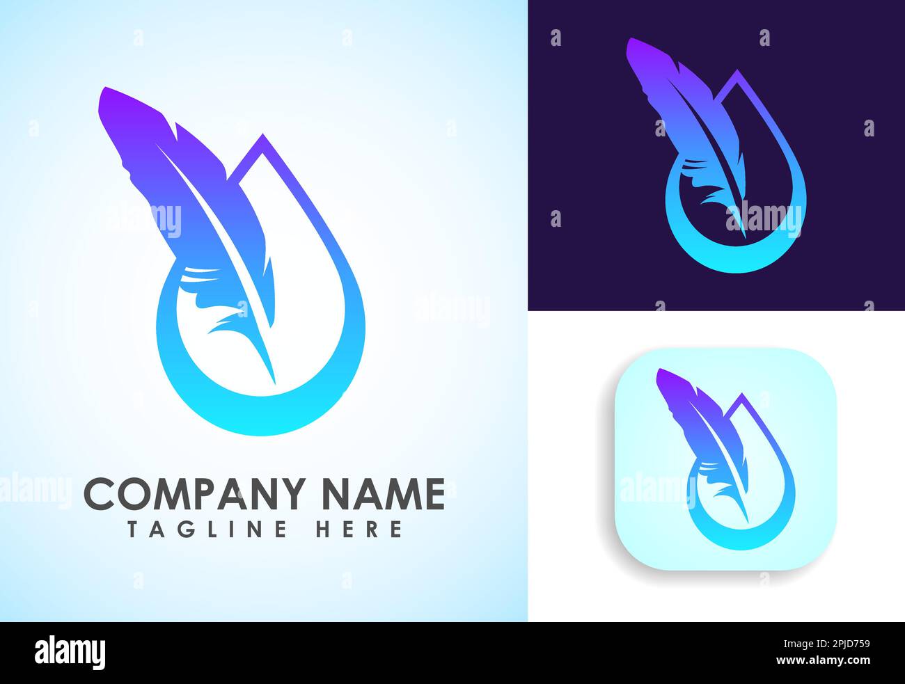 Feather logo design vector template. Feather logo for a writer or ...