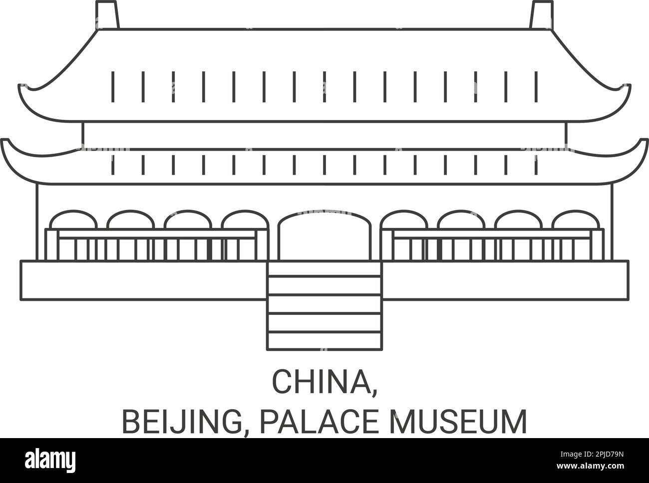 China, Beijing, Palace Museum travel landmark vector illustration Stock ...