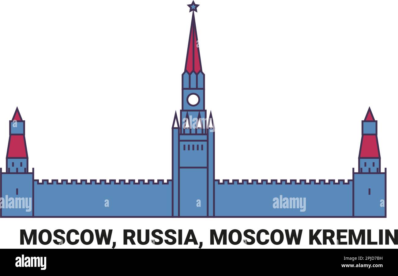 Russia, Moscow, Moscow Kremlin, travel landmark vector illustration ...