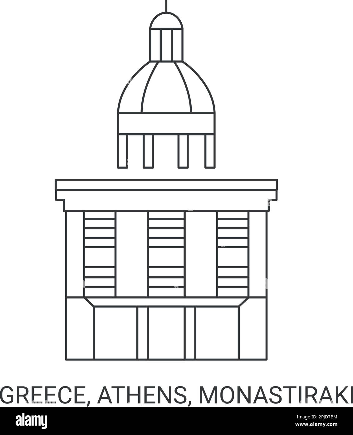 Greece, Athens, Monastiraki travel landmark vector illustration Stock ...