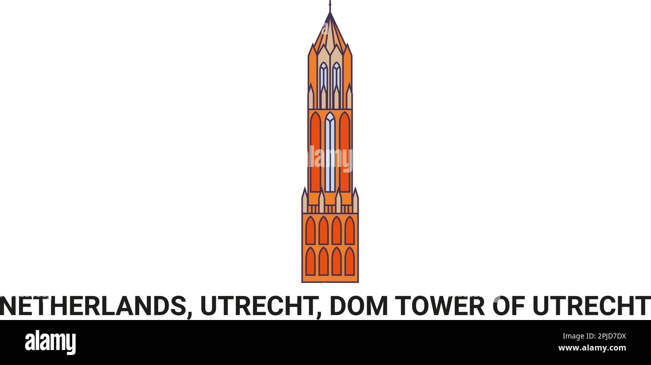 Netherlands, Utrecht, Dom Tower Of Utrecht, travel landmark vector ...