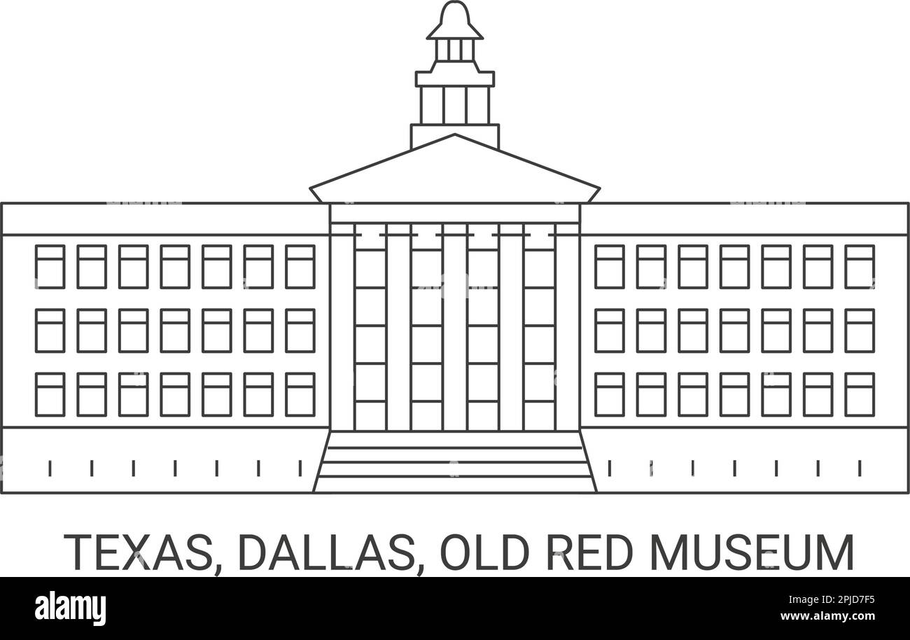 United States, Texas, Dallas, Old Red Museum, travel landmark vector ...