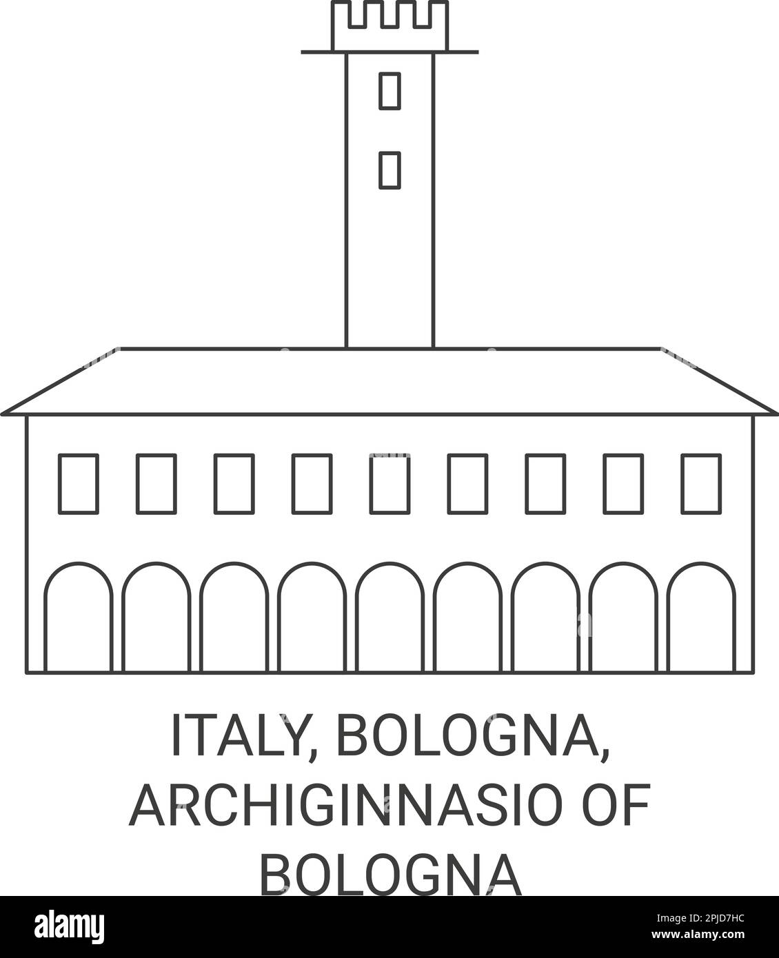 Italy, Bologna, Archiginnasio Of Bologna travel landmark vector ...