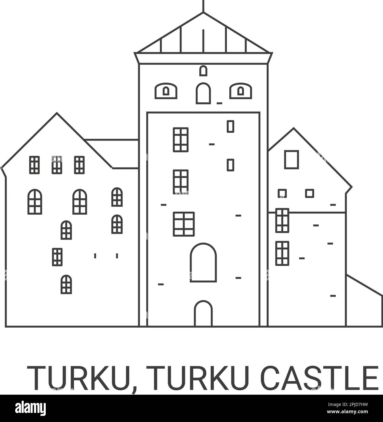 Finland, Turku, Turku Castle, travel landmark vector illustration Stock ...