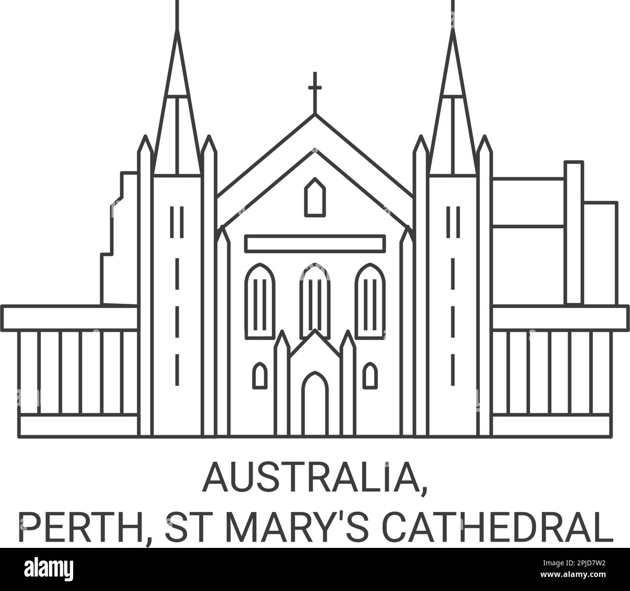 Australia Perth St Mary S Cathedral Travel Landmark Vector