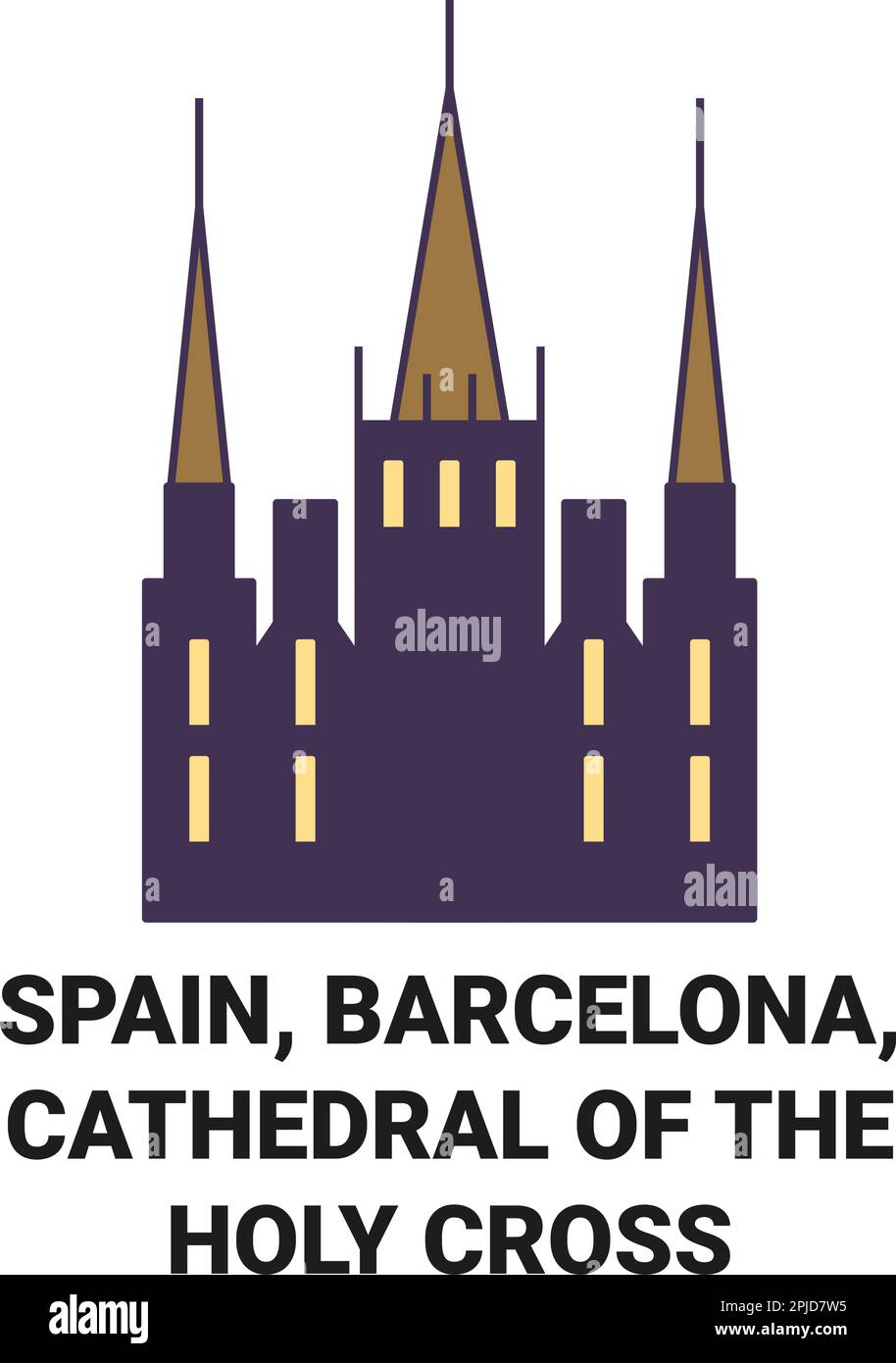Spain, Barcelona, Cathedral Of The Holy Cross travel landmark vector ...