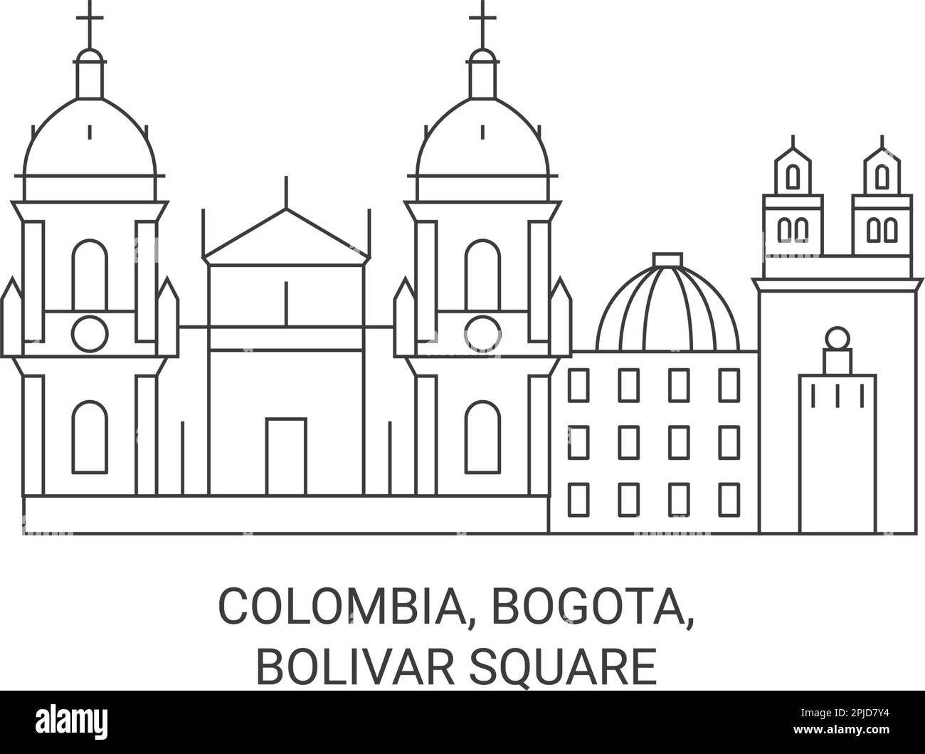 Colombia, Bogota, Bolivar Square travel landmark vector illustration ...