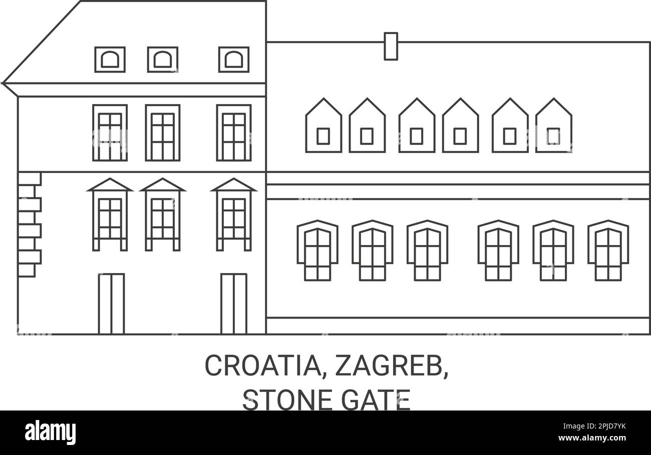 Croatia, Zagreb, Stone Gate travel landmark vector illustration Stock ...