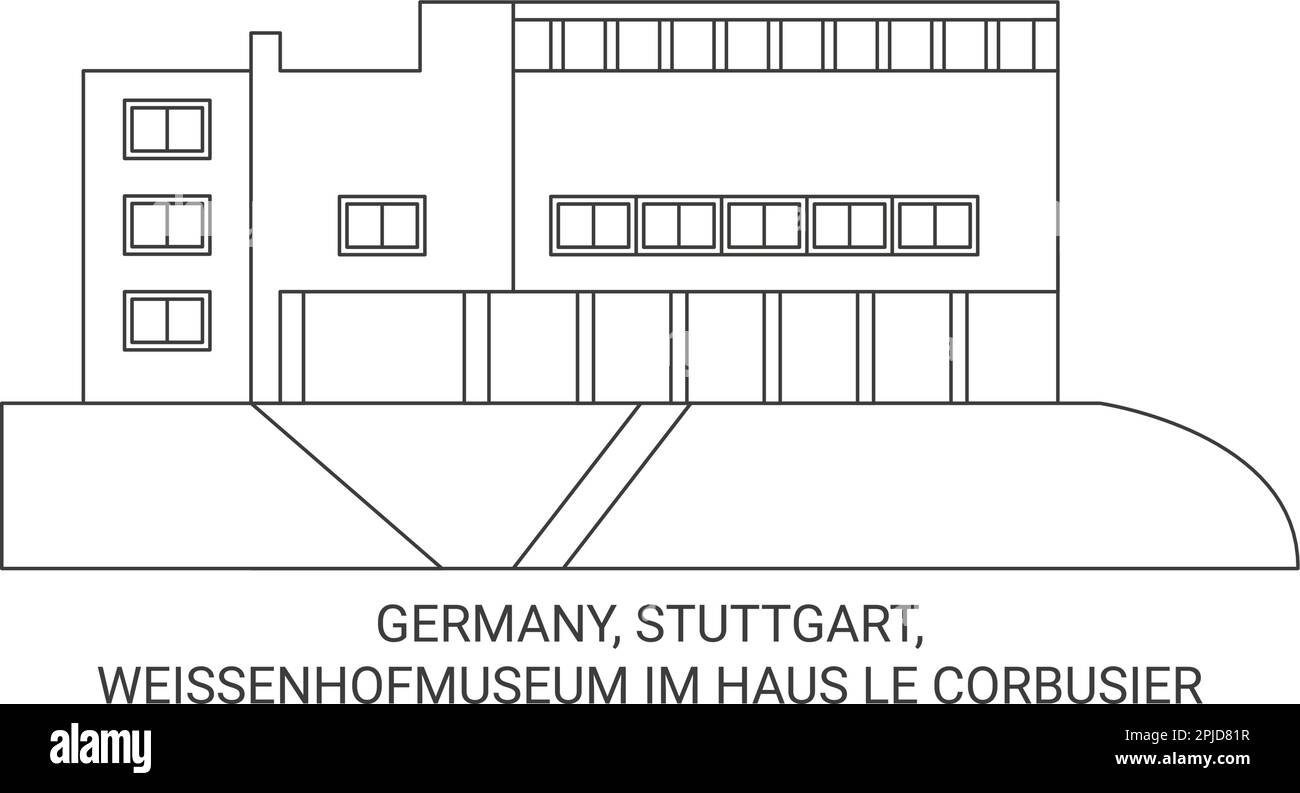 Germany, Stuttgart, Weissenhofmuseum Im Haus Le Corbusier travel landmark vector illustration ...