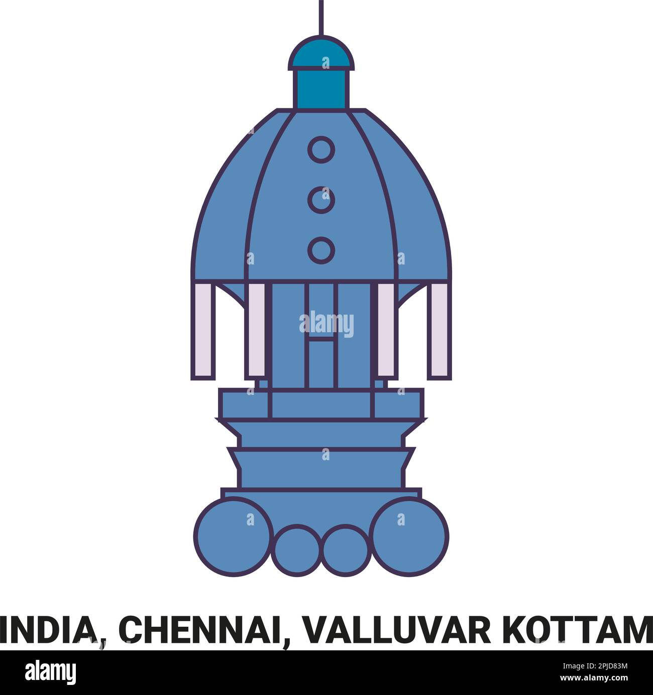 India, Chennai, Valluvar Kottam travel landmark vector illustration ...