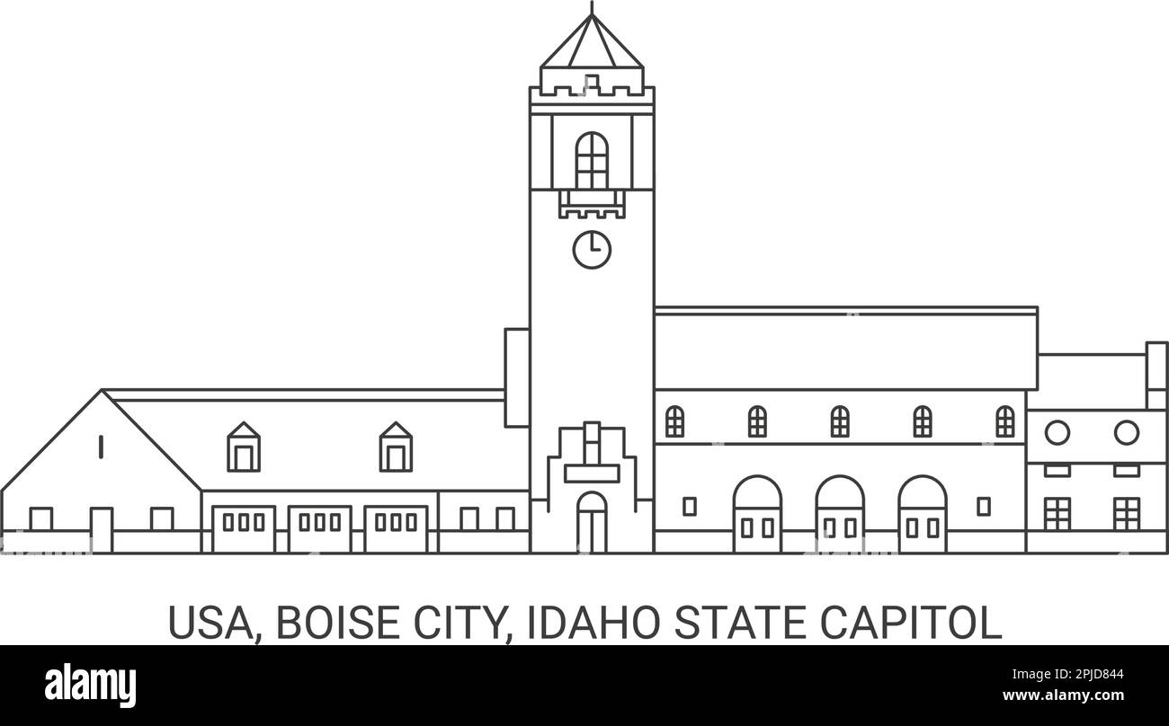 Usa, Boise City, Idaho State Capitol, travel landmark vector ...
