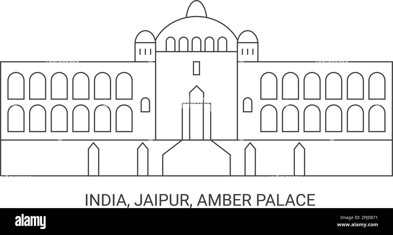 India, Jaipur, Amber Palace, travel landmark vector illustration Stock ...