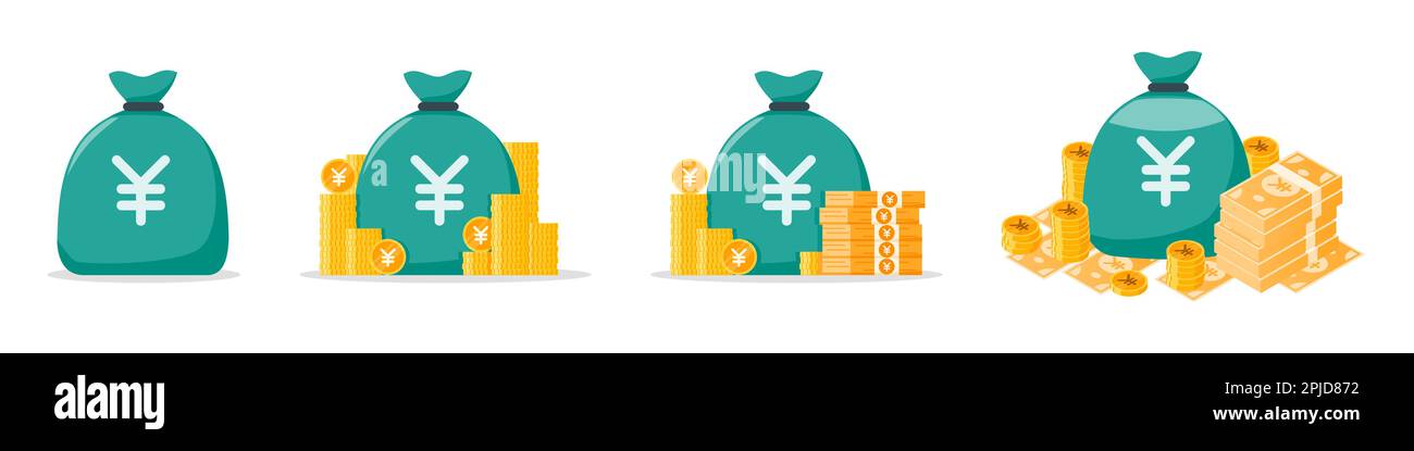 Japanese Yen Money Bag Icon Set Stock Vector Image & Art - Alamy