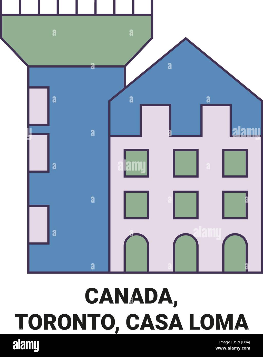 Canada, Toronto, Casa Loma travel landmark vector illustration Stock ...