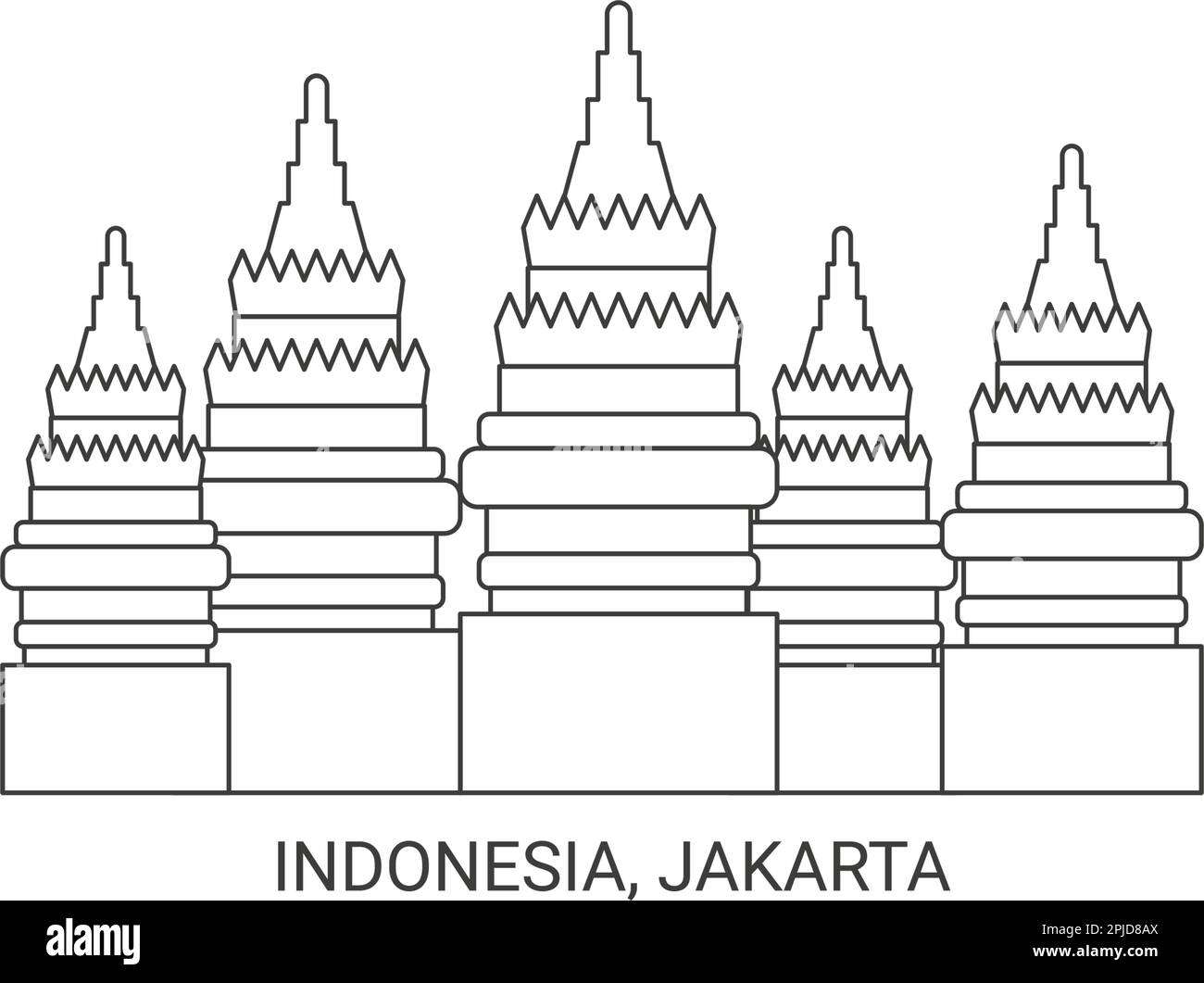 Indonesia, Jakarta travel landmark vector illustration Stock Vector ...