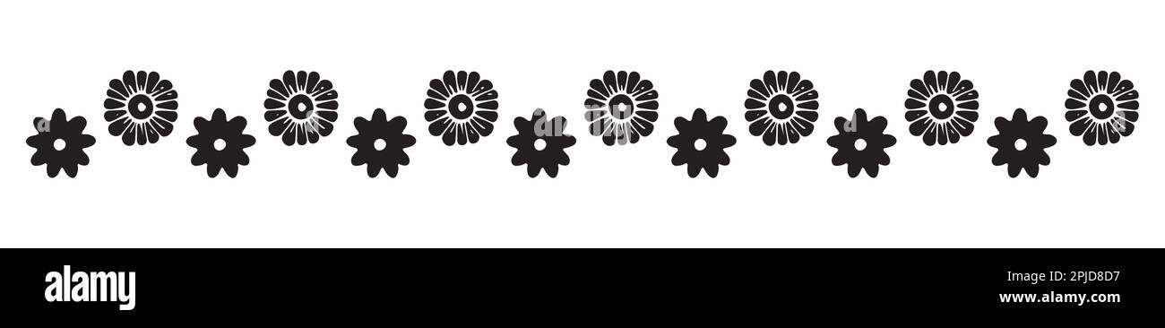 Border of botanical leaf sprigs in vector low brow style. Block print ...