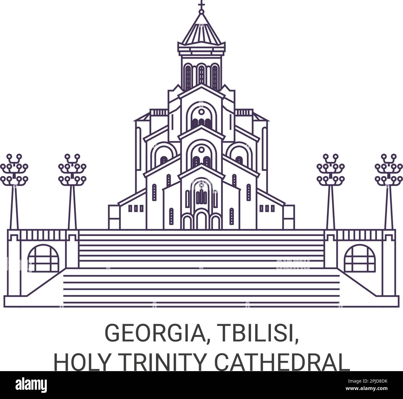 Georgia, Tbilisi, Holy Trinity Cathedral travel landmark vector ...