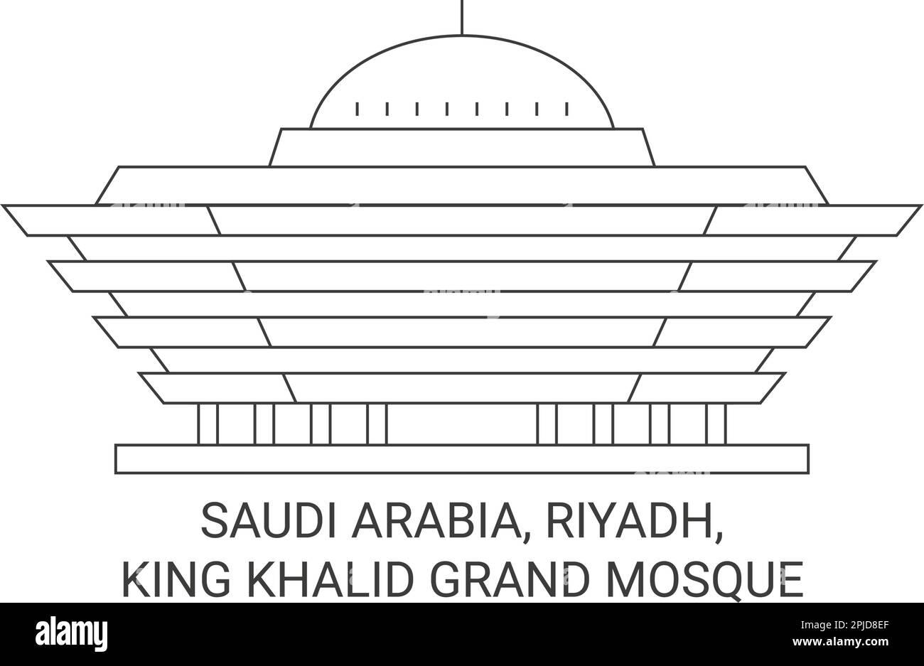Saudi Arabia, Riyadh, King Khalid Grand Mosque travel landmark vector ...