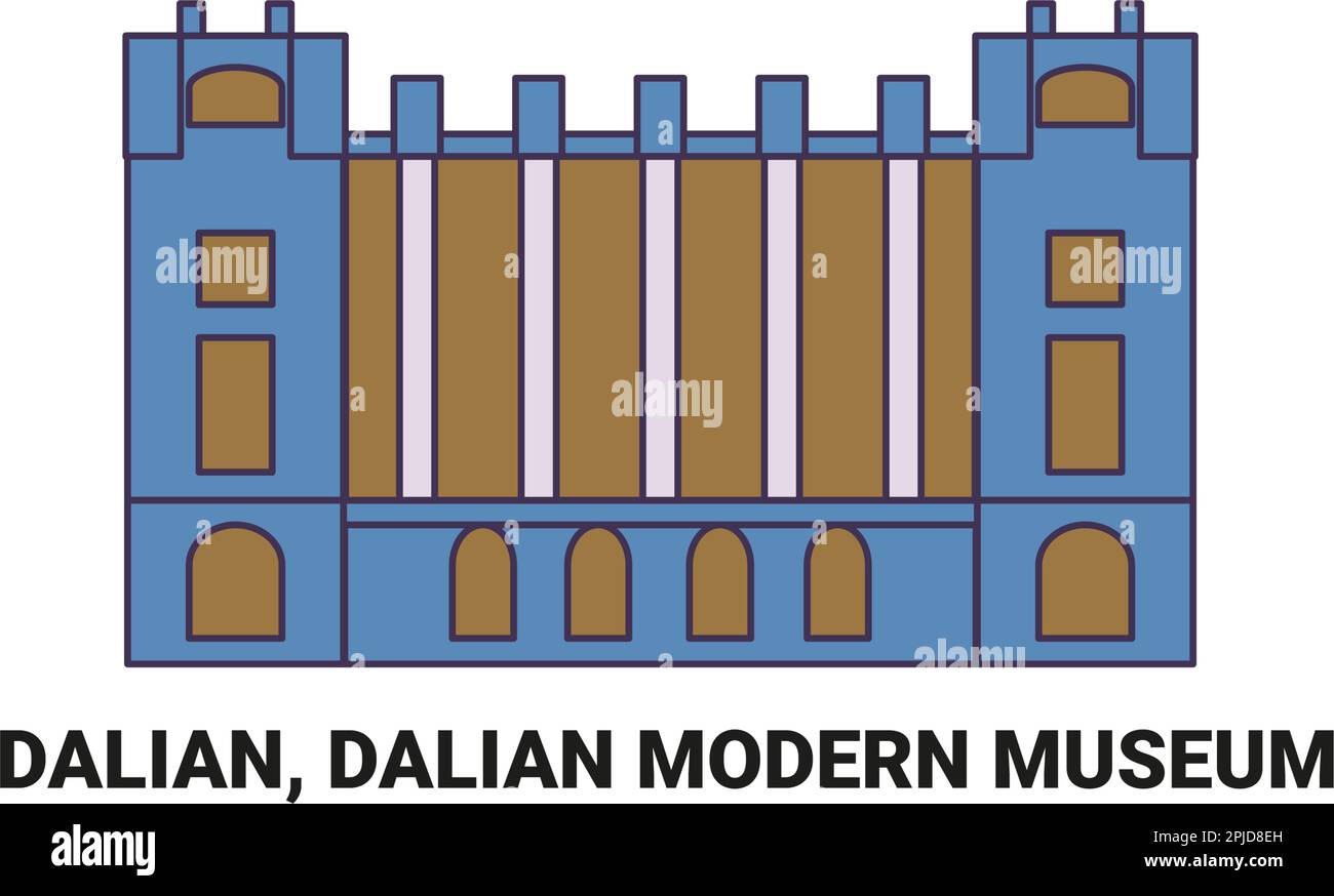 China, Dalian, Dalian Modern Museum, travel landmark vector ...