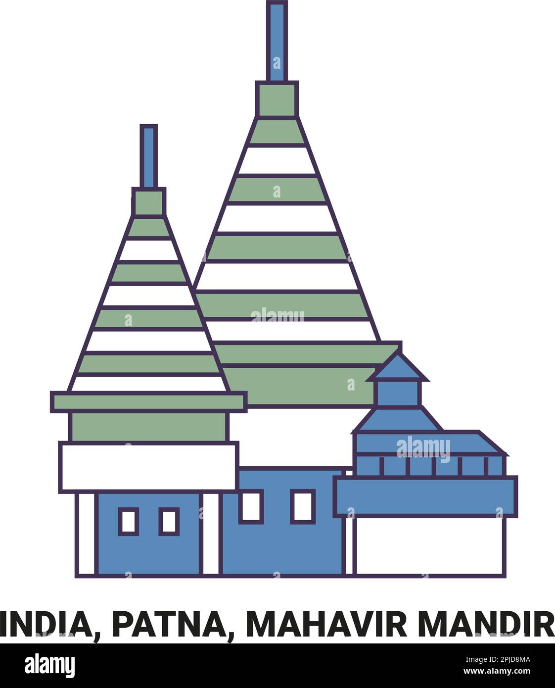 India, Patna, Mahavir Mandir travel landmark vector illustration Stock ...
