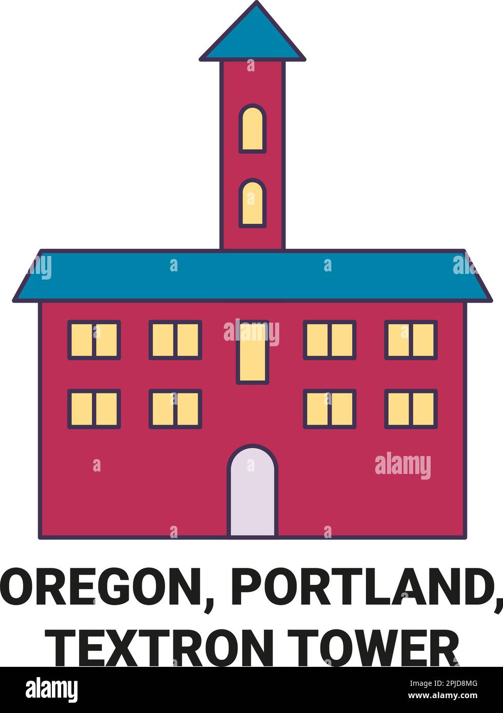 United States, Oregon, Portland, Textron Tower travel landmark vector ...