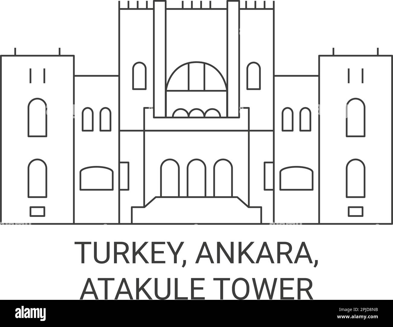 Turkey, Ankara, Atakule Tower travel landmark vector illustration Stock ...