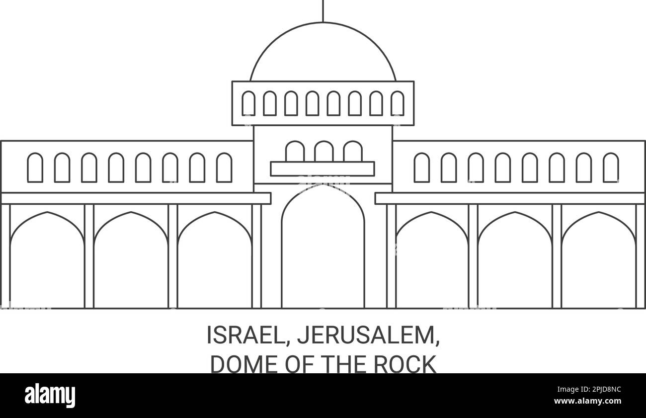 Israel, Jerusalem, Dome Of The Rock travel landmark vector illustration ...