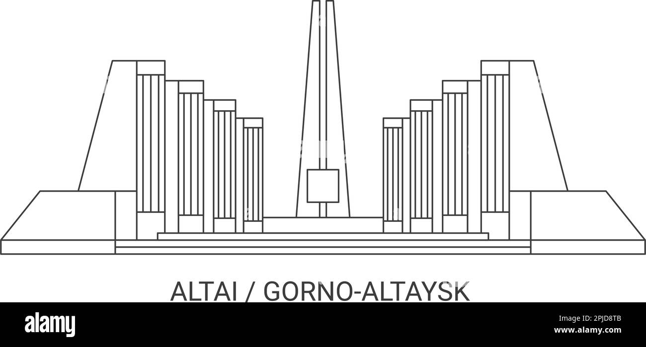 Russia, Altai, Gornoaltaysk travel landmark vector illustration Stock ...