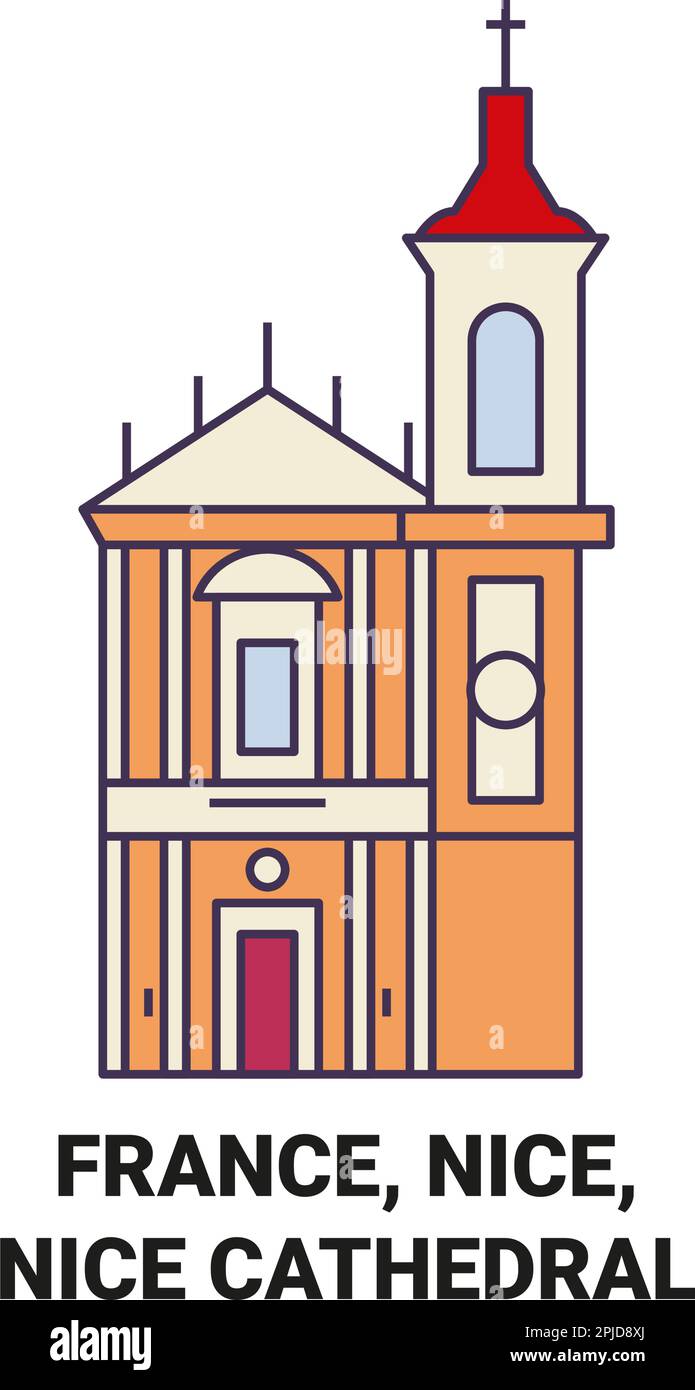France, Nice, Nice Cathedral travel landmark vector illustration Stock ...