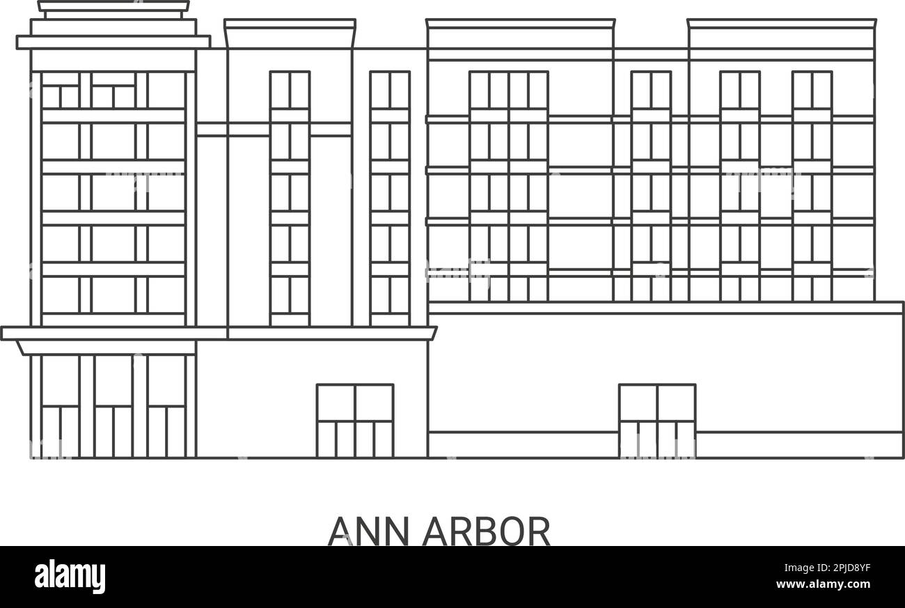 Usa, Ann Arbor travel landmark vector illustration Stock Vector Image ...
