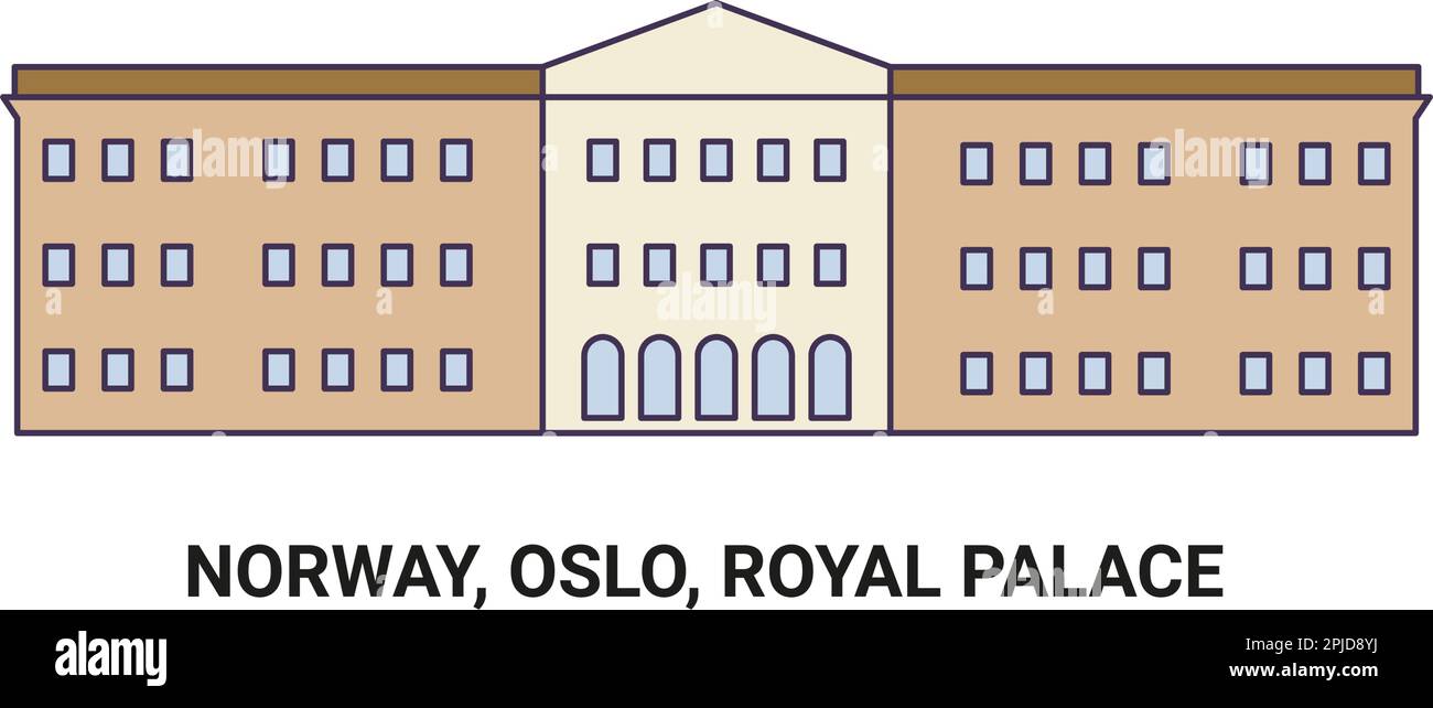 Norway, Oslo, Royal Palace, travel landmark vector illustration Stock ...