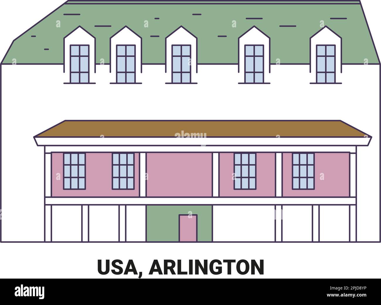 Usa, Arlington, travel landmark vector illustration Stock Vector Image ...