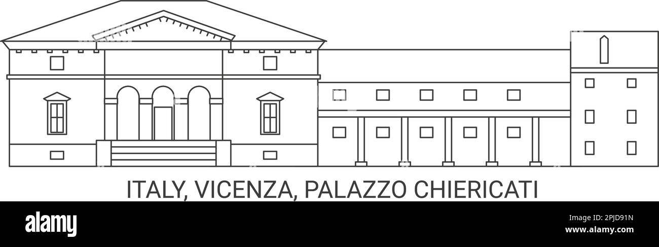 Italy, Vicenza, Palazzo Chiericati, travel landmark vector illustration ...