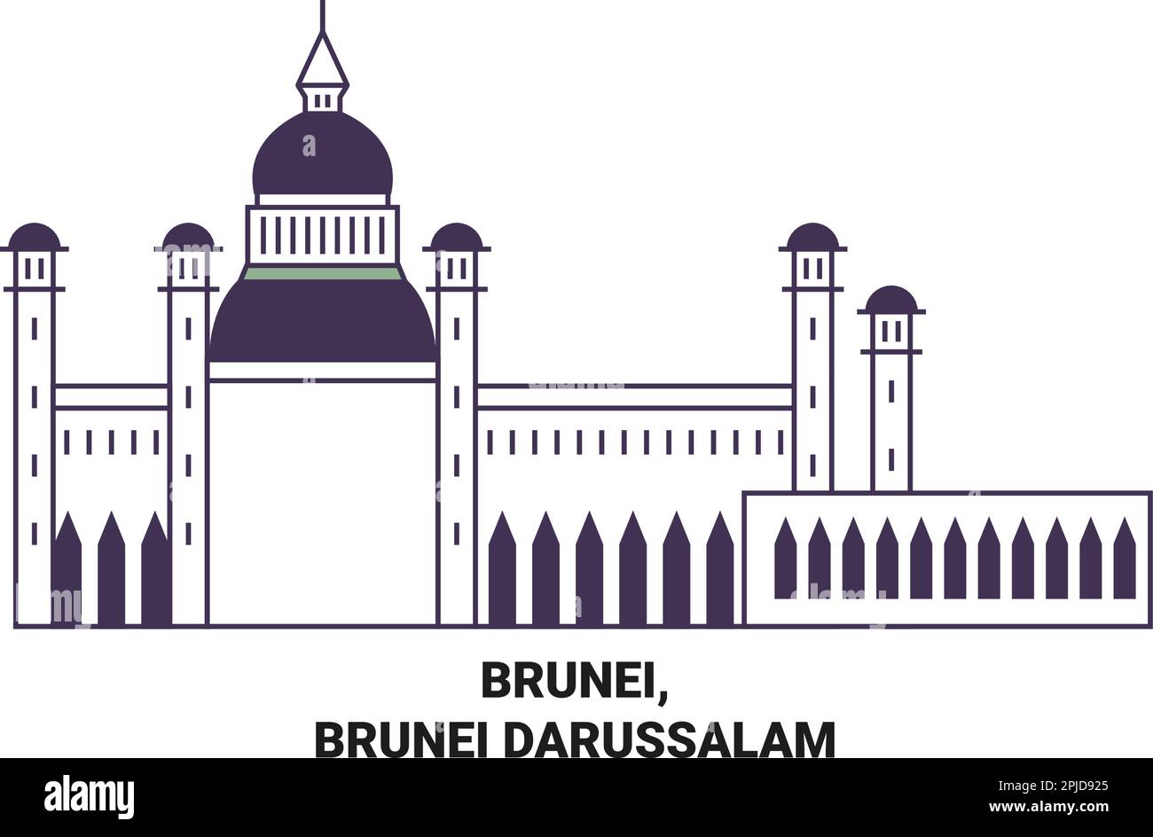 Brunei, Brunei Darussalam travel landmark vector illustration Stock ...
